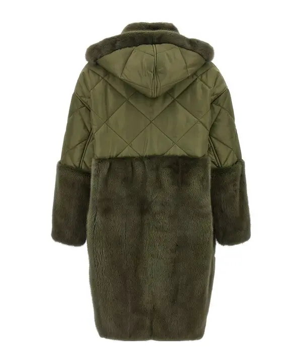 BLANCHA Long-sleeved Coat With Fur Accents