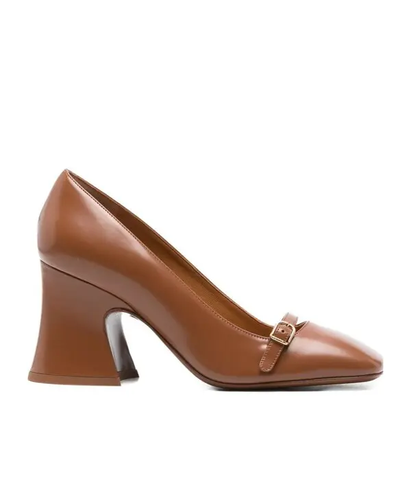 Chloé Janis Buckle-detail Flared Pumps - Brown