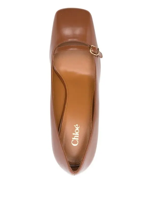 Chloé Janis Buckle-detail Flared Pumps - Brown