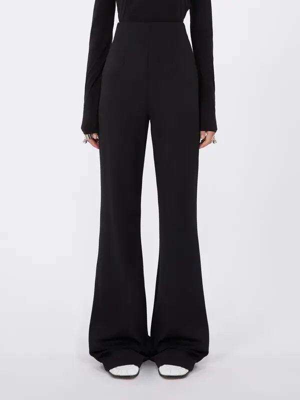 Sportmax High-waisted Flared Trousers With Side Zipper