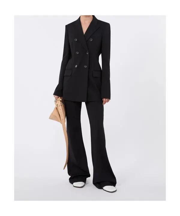Sportmax High-waisted Flared Trousers With Side Zipper