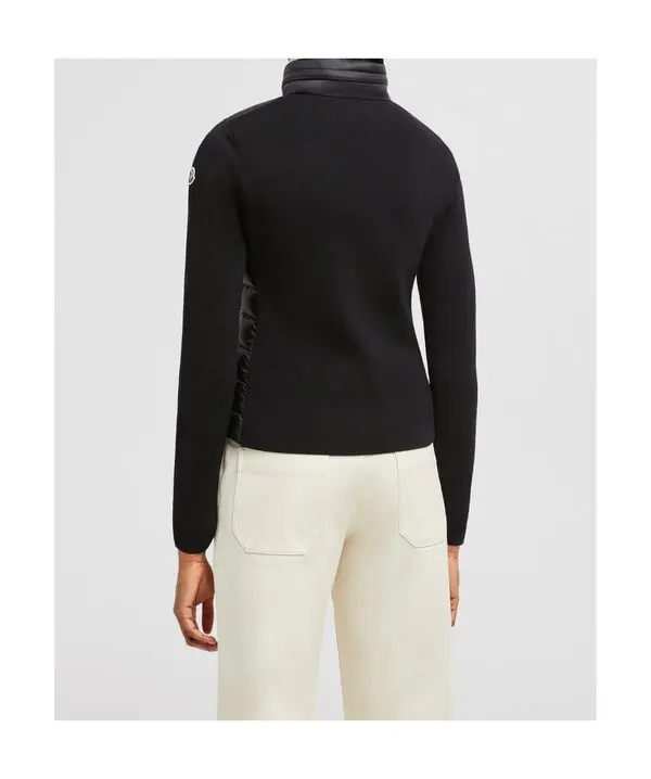 Moncler Logo Patch Padded Zip-up Cardigan - Black