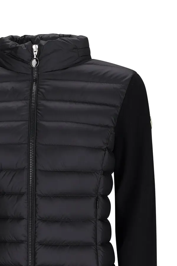 Moncler Logo Patch Quilted Zip-up Cardigan With Down-filled Front - Black