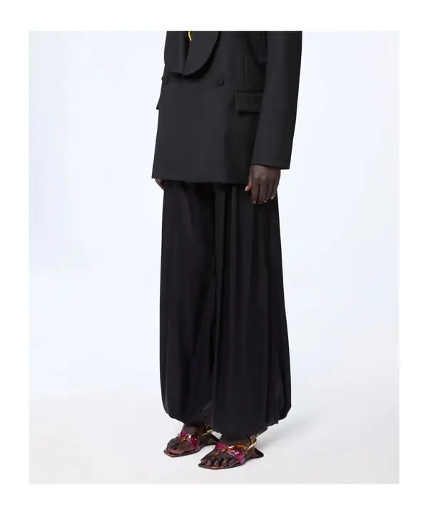 Nina Ricci Wide Leg Satin Trousers - Black