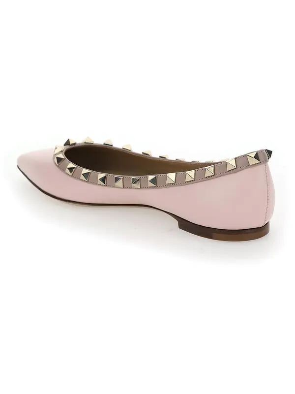 Valentino Garavani Rockstud Pointed Toe Ballerina Flats - Pink