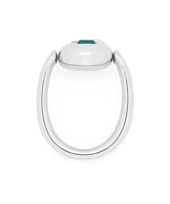 Loewe Anagram Pebble Ring In Sterling Silver And Crystals - Silver/multicolor