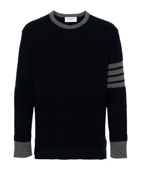 Thom Browne 4-bar Striped Crewneck Jumper - Blue