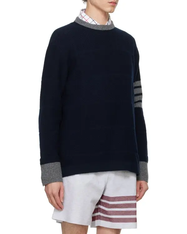 Thom Browne 4-bar Striped Crewneck Jumper - Blue