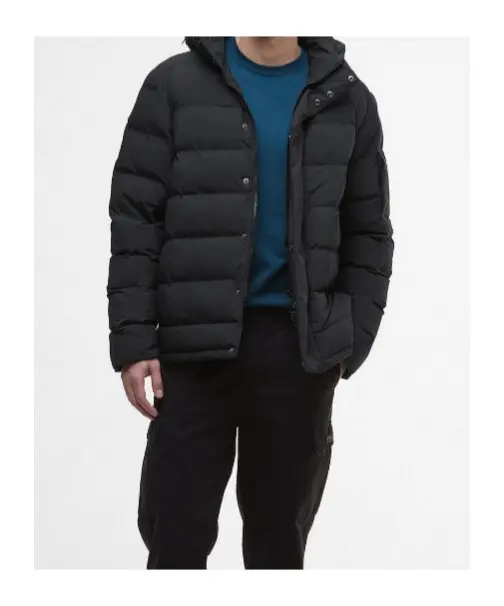 Barbour Hooded Quilted Jacket With Zipper Closure And Hidden Rivets