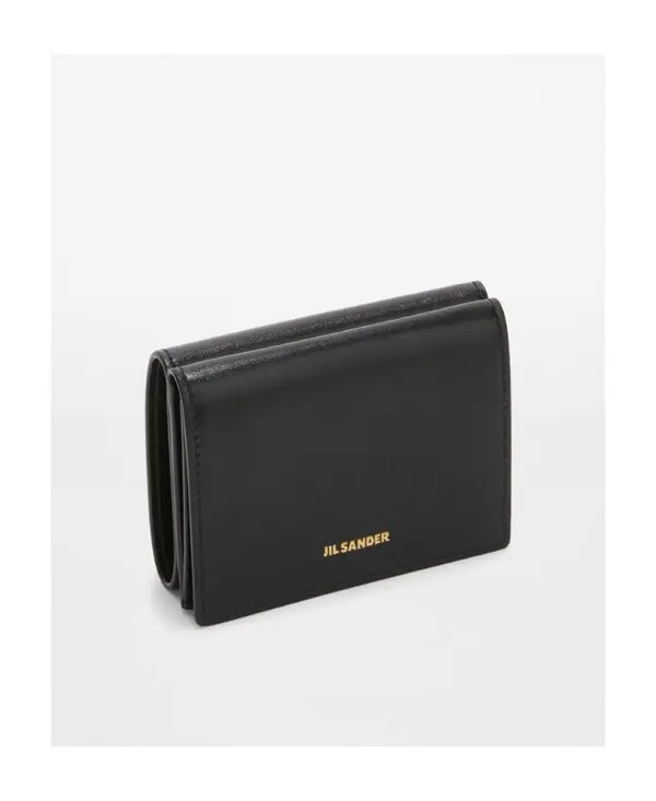 JIL SANDER Logo Detailed Tri-fold Wallet - Black