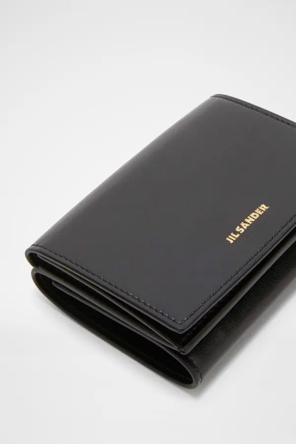 JIL SANDER Logo Detailed Tri-fold Wallet - Black