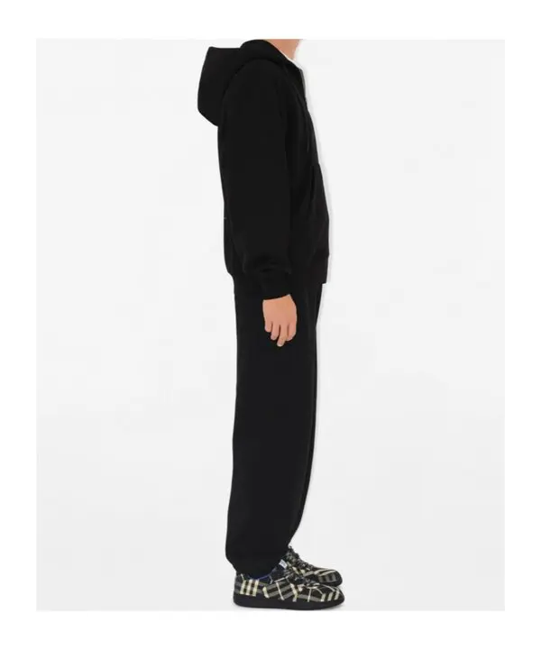 Burberry Ekd Motif Zip-up Drawstring Hoodie - Black