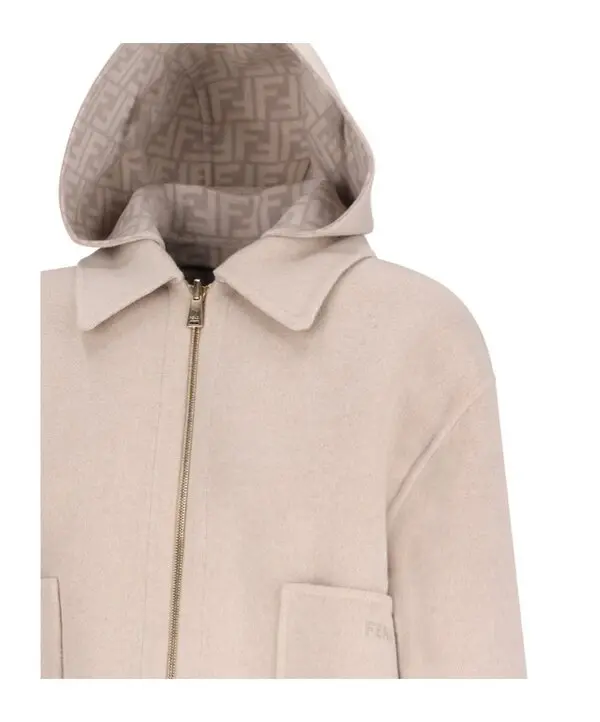 Fendi Reversible Cropped Hooded Jacket - Light Brown