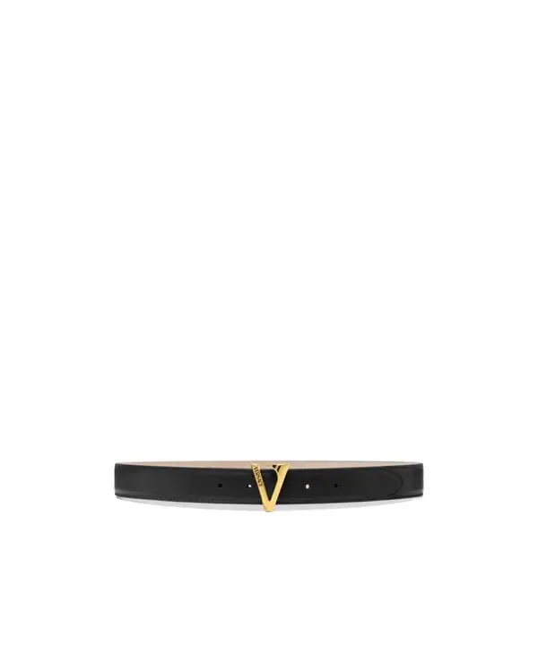 Versace V-buckle Leather Belt - Black