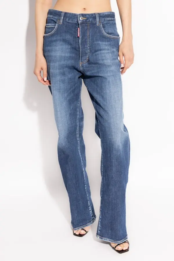 Dsquared2 Logo Patch Flared Jeans - Blue
