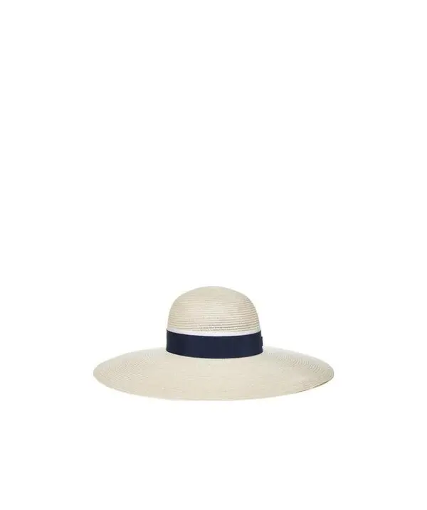 MAISON MICHEL Logo Plaque Blanche Hat - White