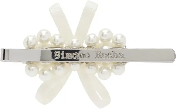 Simone Rocha Beaded Flower Hair Clip With Bow Detail