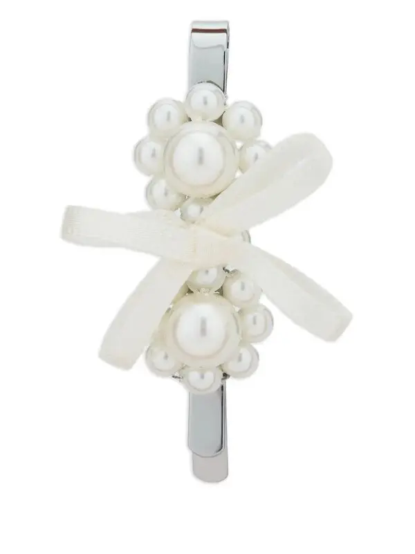 Simone Rocha Beaded Flower Hair Clip With Bow Detail