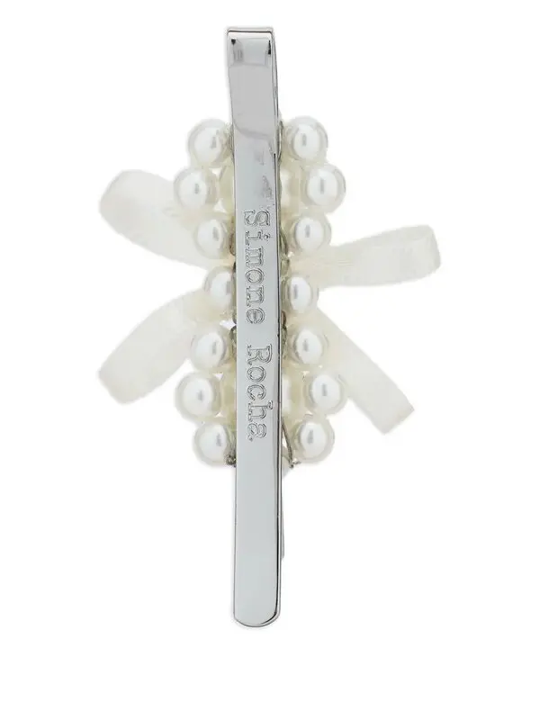 Simone Rocha Beaded Flower Hair Clip With Bow Detail