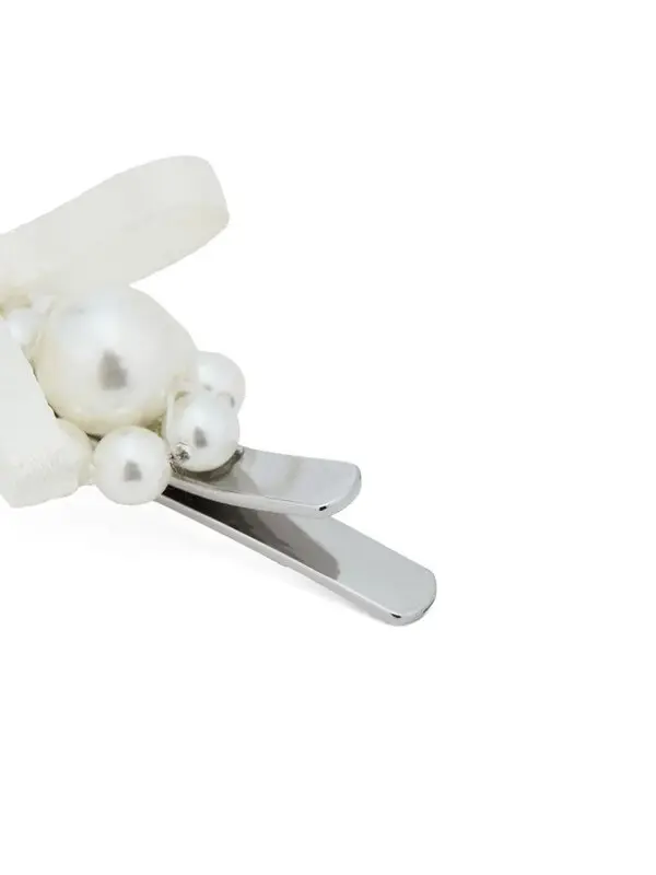 Simone Rocha Beaded Flower Hair Clip With Bow Detail