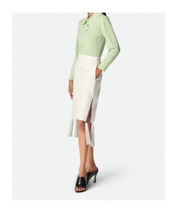 Bottega Veneta Shiny Leather Skirt With Tassel Details