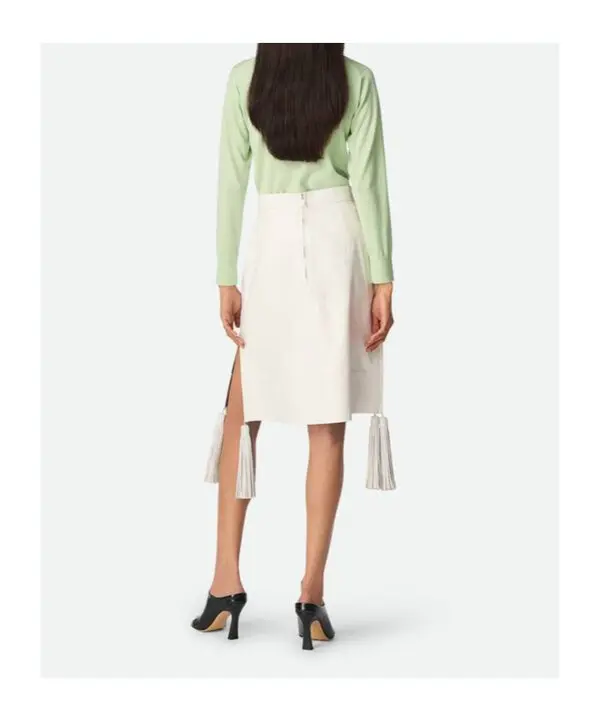 Bottega Veneta Shiny Leather Skirt With Tassel Details