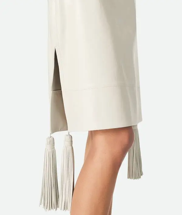 Bottega Veneta Shiny Leather Skirt With Tassel Details