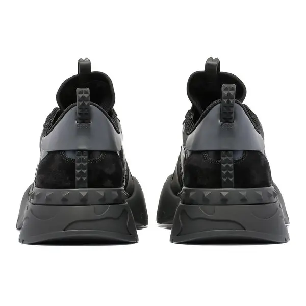 Valentino Garavani Multi-panel Leather And Suede Sneakers - Black