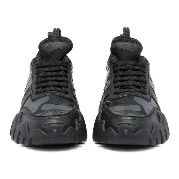 Valentino Garavani Multi-panel Leather And Suede Sneakers - Black