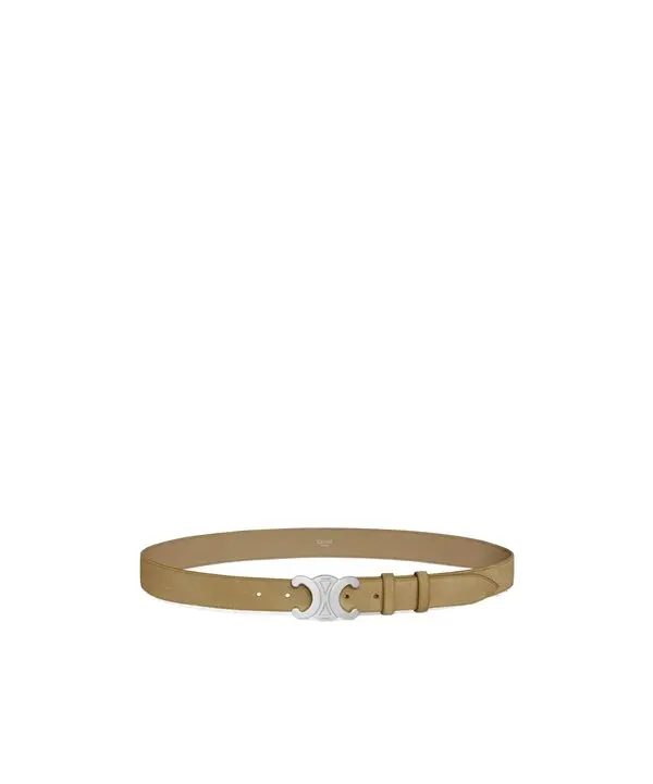 Celine Triomphe Belt 30mm In Suede Calfskin - Stone Beige