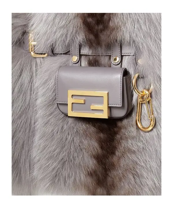 Fendi Gray Fox Fur Maxi Stole With Leather Belt