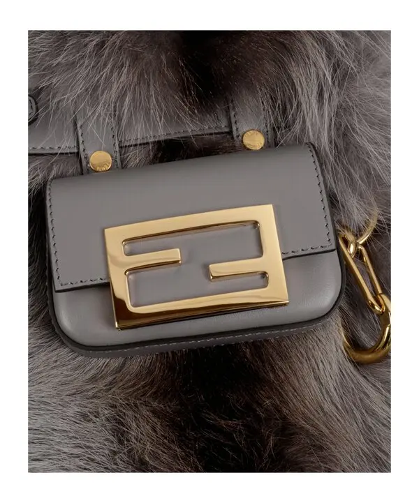 Fendi Gray Fox Fur Maxi Stole With Leather Belt