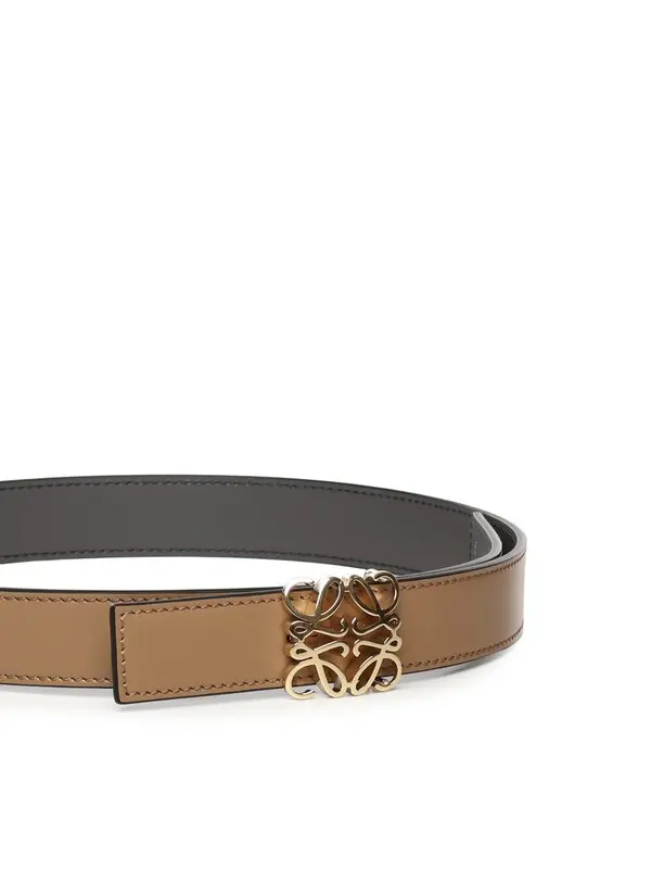 Loewe Anagram Reversible Belt With Brass Clasp - Brown