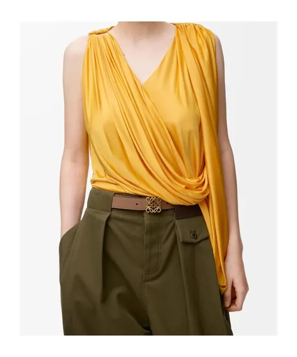 Loewe Anagram Reversible Belt With Brass Clasp - Brown
