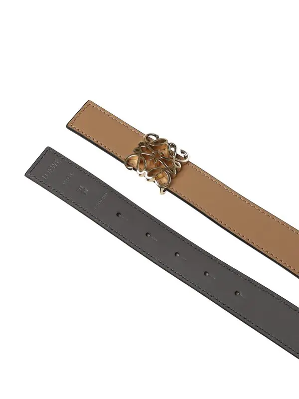 Loewe Anagram Reversible Belt With Brass Clasp - Brown