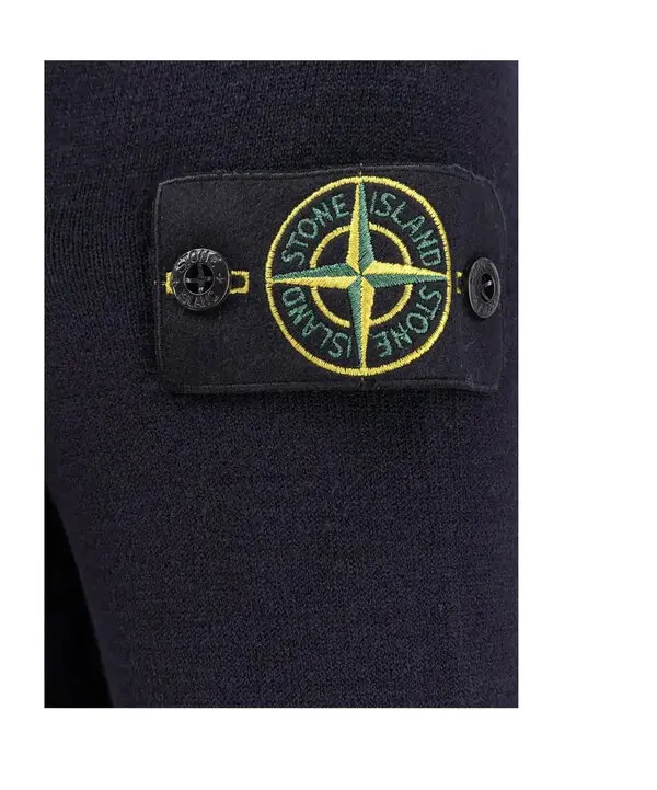 Stone Island Logo Patch Zip-up Cardigan - Blue