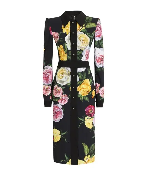Dolce & Gabbana Floral Print Calf-length Shirt Dress - Multi-color