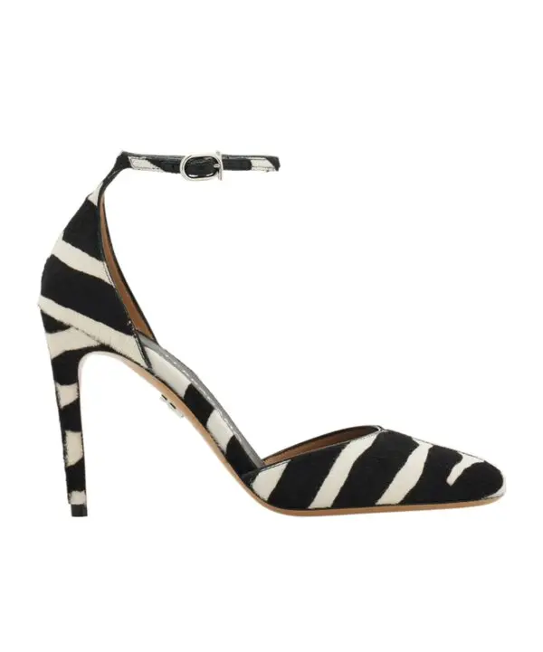 FERRAGAMO Zebra Stripe Stiletto Pumps - White/black