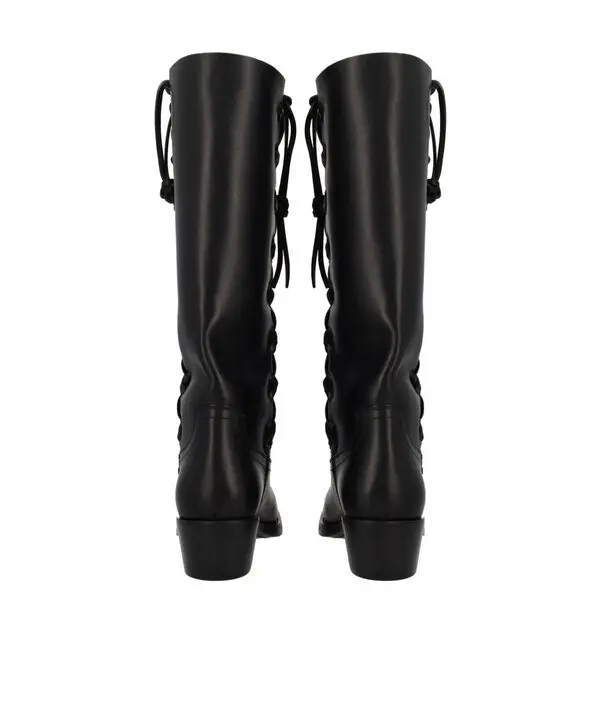 Paris Texas Lace-up Knee-high Boots - Black