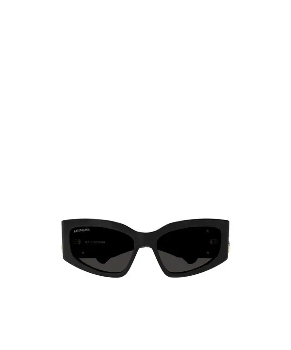 Balenciaga Logo Detail Rectangular Sunglasses - Black
