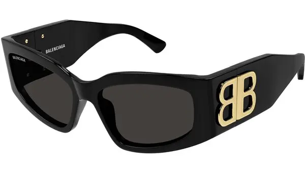 Balenciaga Logo Detail Rectangular Sunglasses - Black