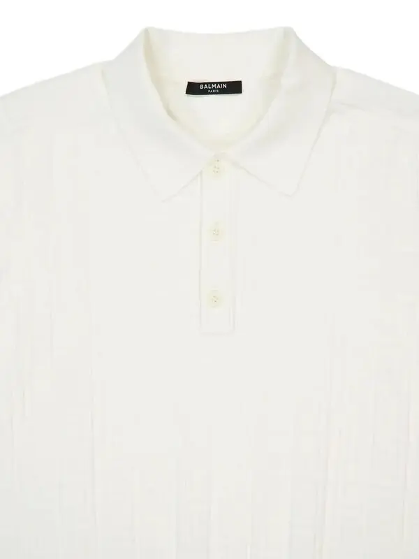 Balmain Monogram Knit Polo Shirt - White