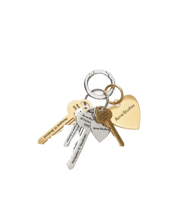 Acne Studios Heart And Key Charm Keychain - Gold/silver