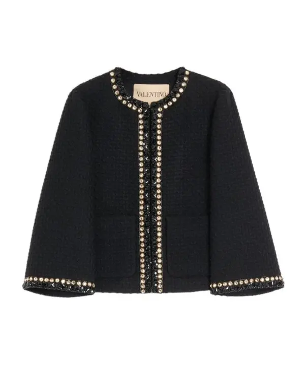 Valentino Garavani Embroidered Canestrello Tweed Jacket