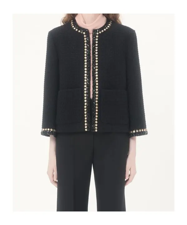 Valentino Garavani Embroidered Canestrello Tweed Jacket