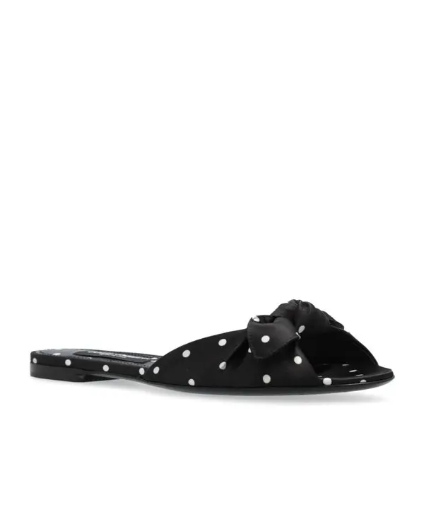 Dolce & Gabbana Bow Detailed Satin Sliders
