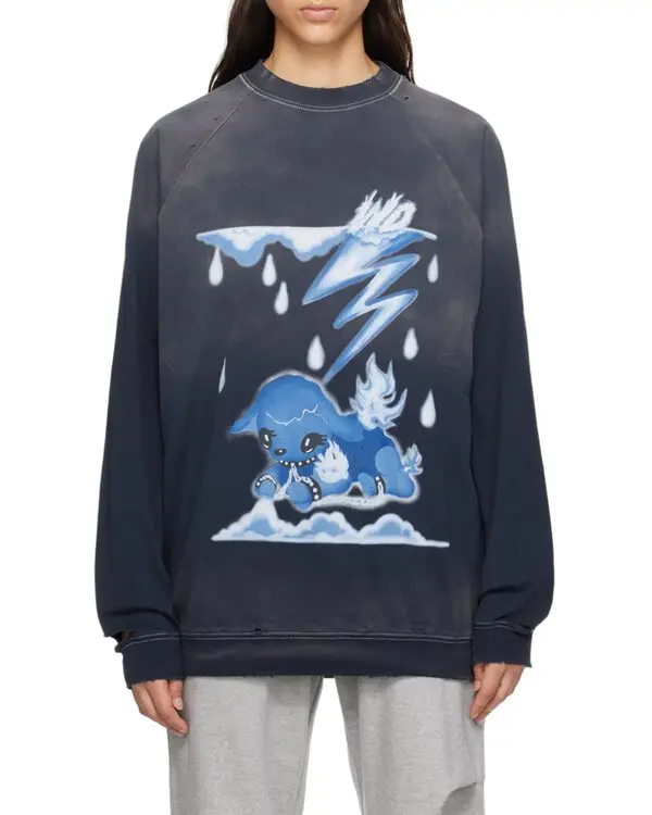 We11Done Graphic Print Long Sleeve Hoodie