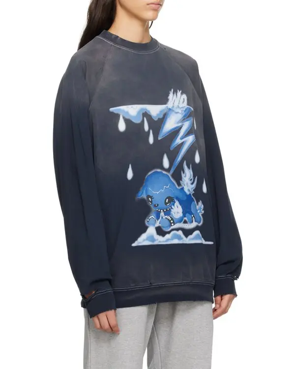 We11Done Graphic Print Long Sleeve Hoodie