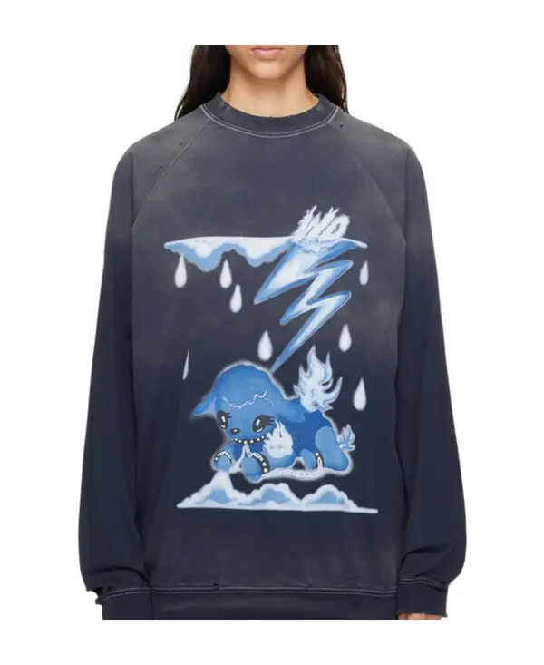 We11Done Graphic Print Long Sleeve Hoodie