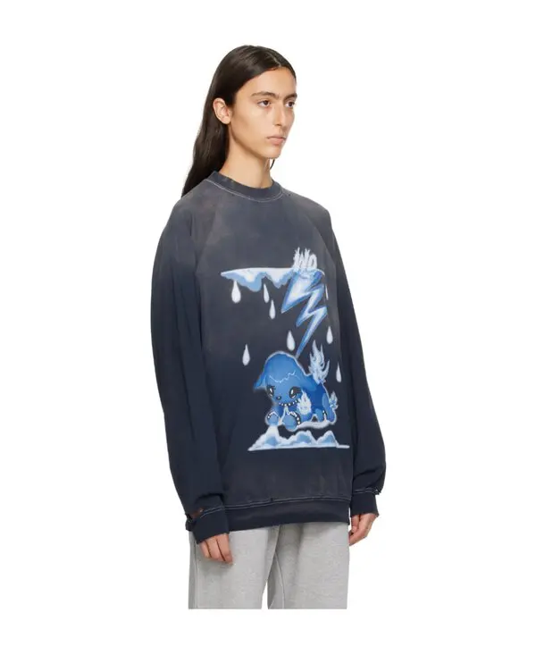 We11Done Graphic Print Long Sleeve Hoodie